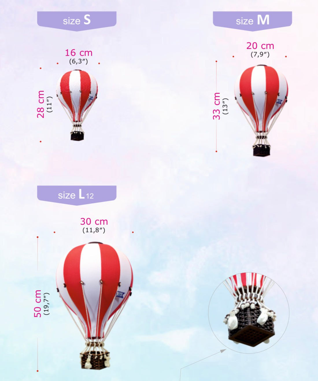 Beige and Blue Decorative Hot Air Balloon - 3 Sizes | Nursery Decor ...